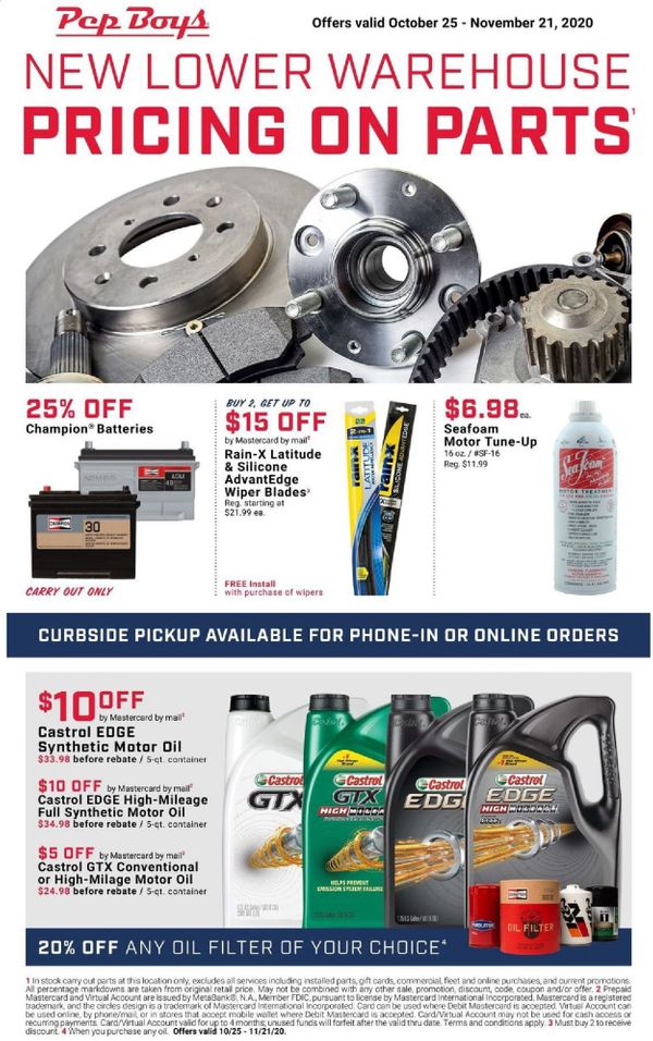 Pep Boys Weekly Ad Flyer October 25 to November 21