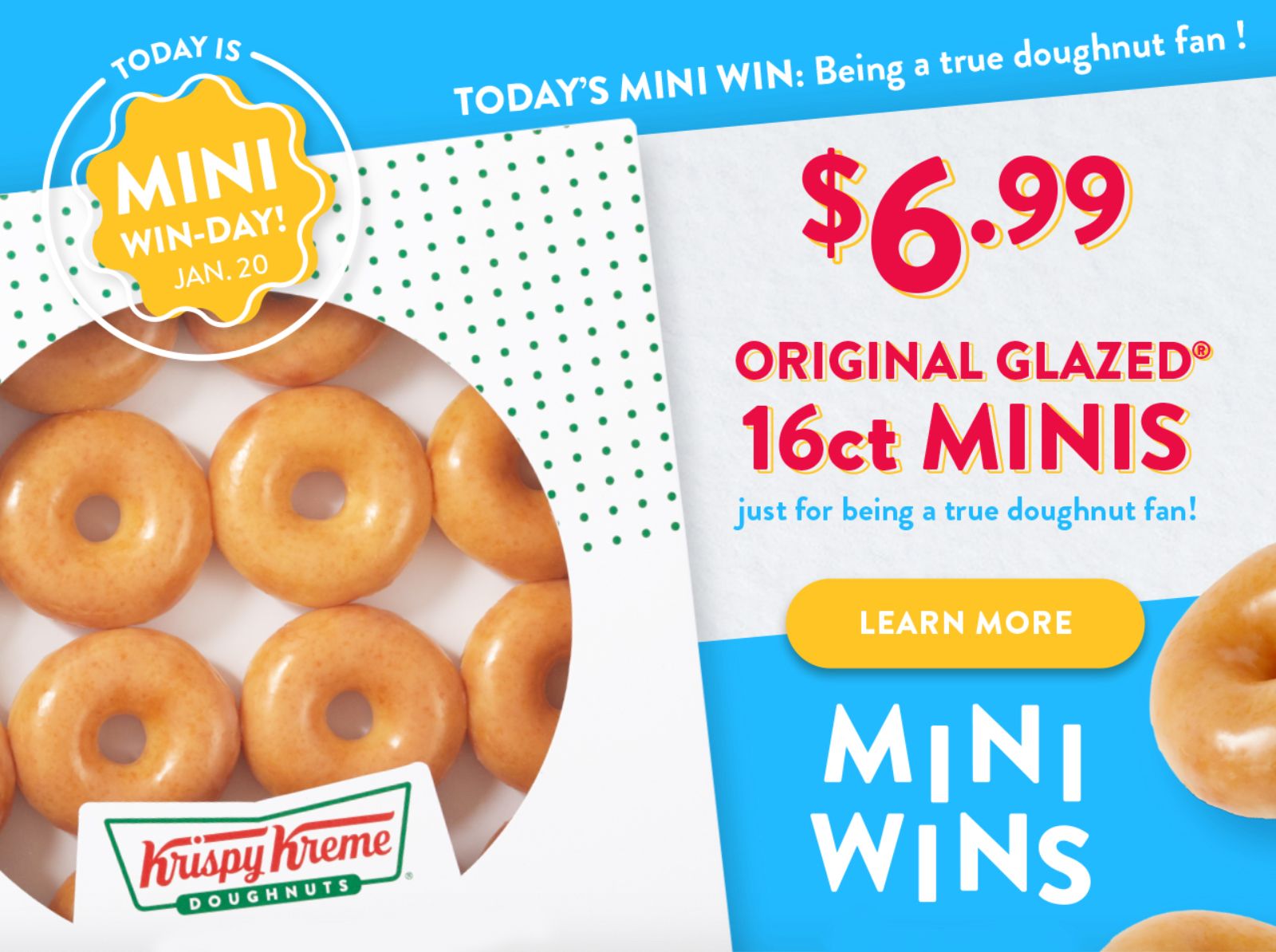 January 20 Only: Get a 16 Piece Box of Original Glazed Minis for only ...