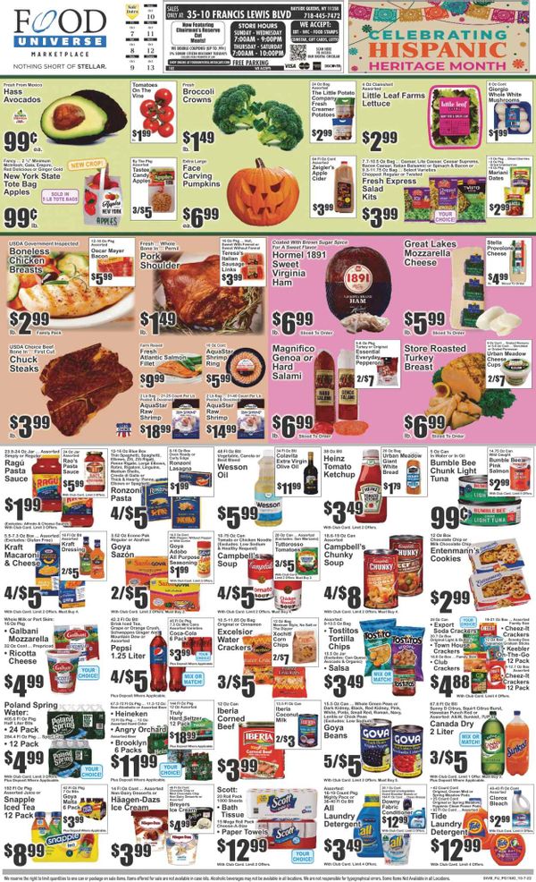 Food Universe (NY) Weekly Ad Flyer Specials October 7 to October 13, 2022