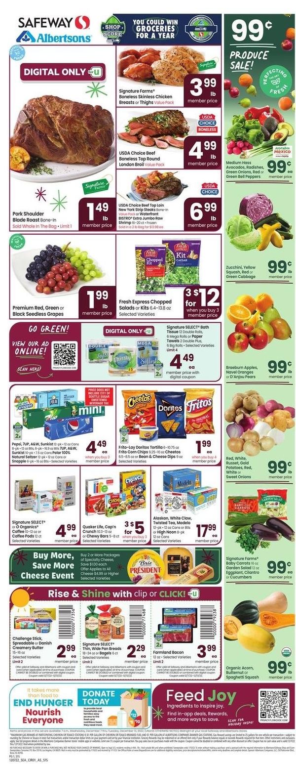 Safeway Weekly Ad Flyer Specials December 7 to December 13, 2022