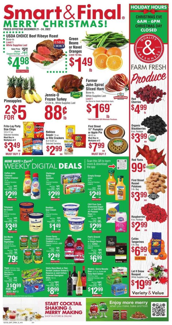 Smart & Final (AZ, CA) Weekly Ad Flyer Specials December 21 to December 24, 2022