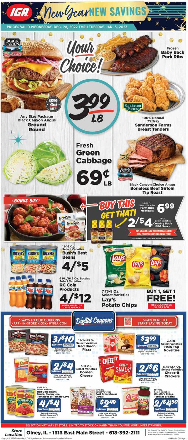 IGA (IL) Weekly Ad Flyer Specials December 28 to January 3, 2023