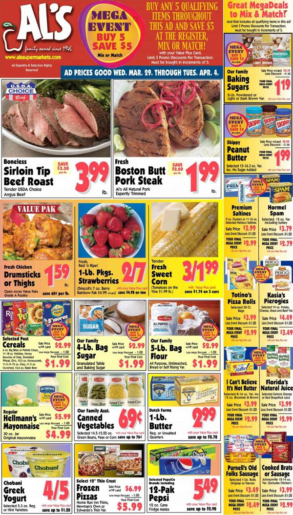Al's Supermarket (IN) Weekly Ad Flyer Specials March 29 to April 4, 2023