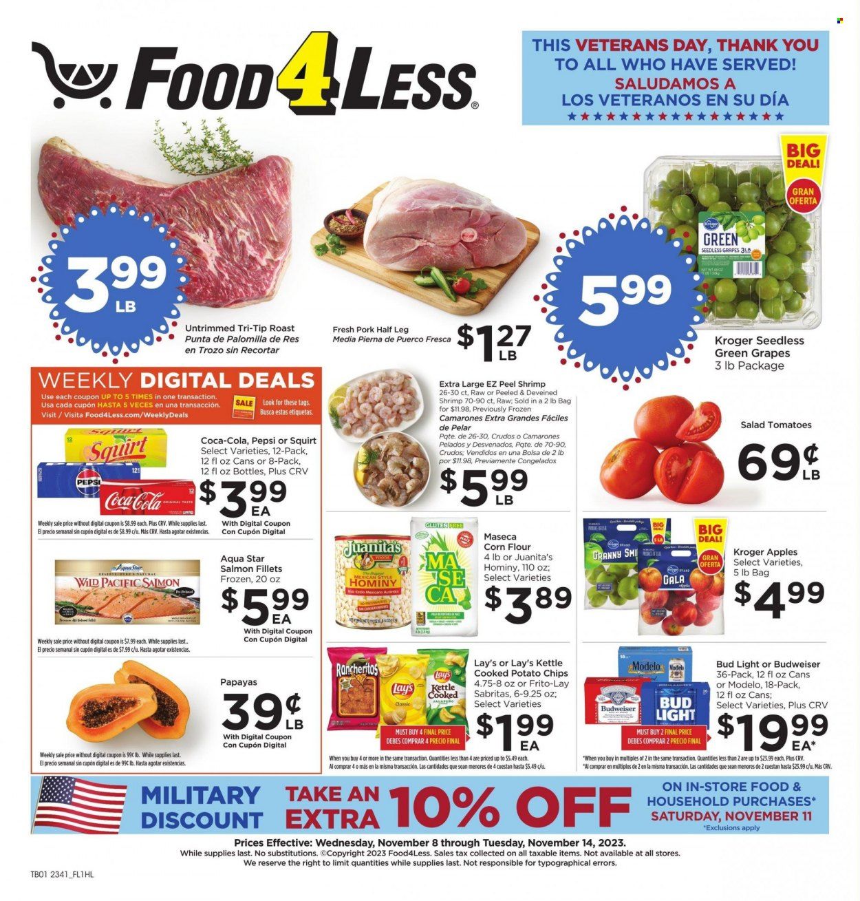 Food 4 Less (CA) Weekly Ad Flyer Specials November 8 to November 14, 2023