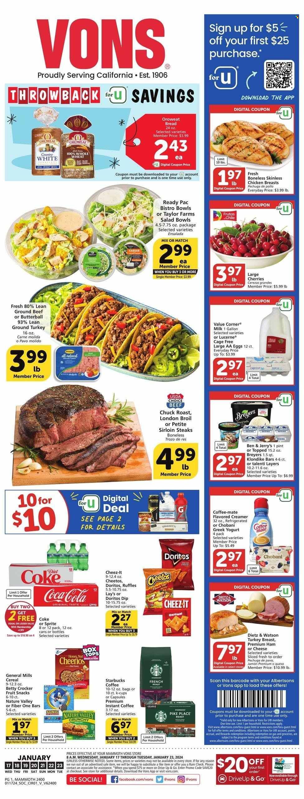 Vons (CA) Weekly Ad Flyer Specials January 17 to January 23, 2024